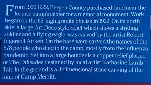 Camp Merritt Memorial Monument Intersection of Knickerbocker Road and ...